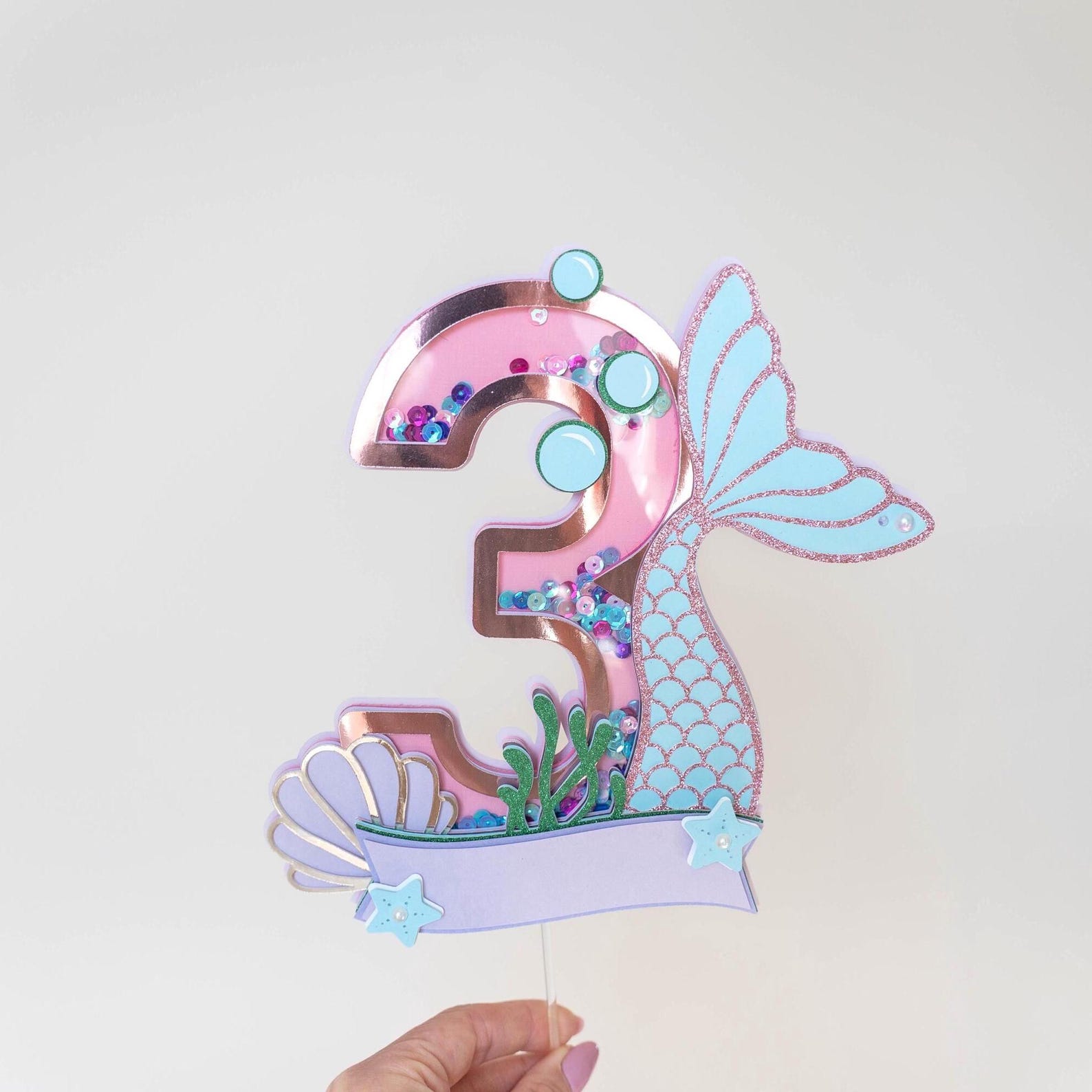 Mermaid Number 3 Cake Topper | Mermaid Birthday Party | Digital ...