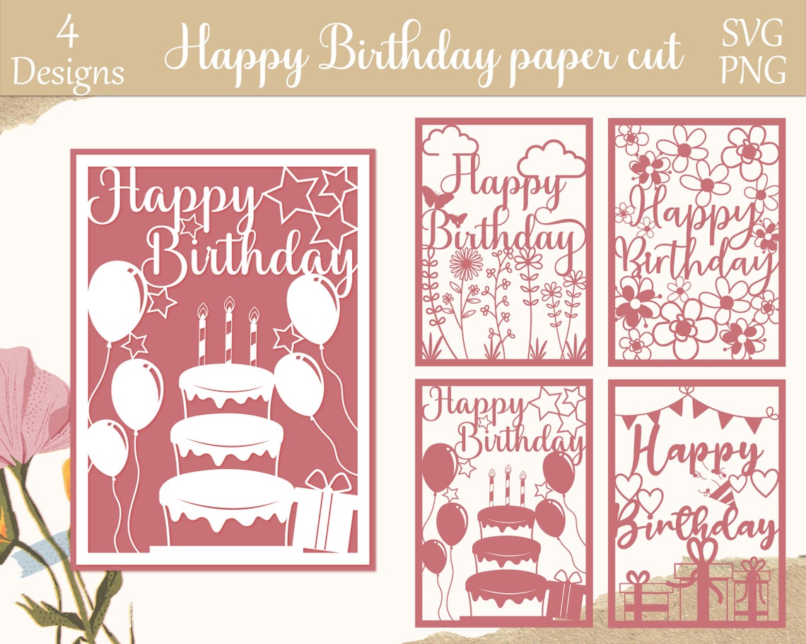 Happy Birthday Paper Cut Design Digital Download - Etsy