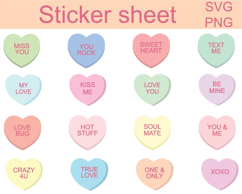 Conversations Hearts SVG & PNG - Etsy