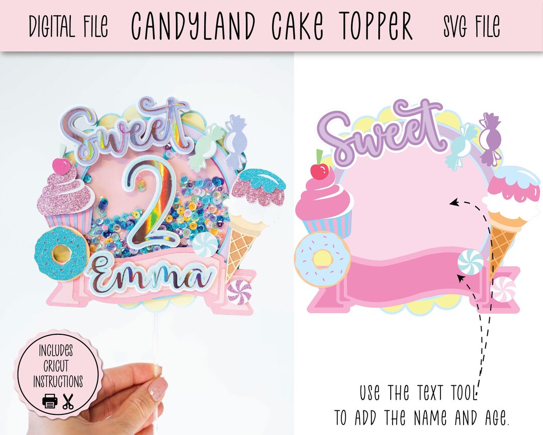 Candyland Shaker Cake Topper | Sweet Candy Cake Topper | Digital ...