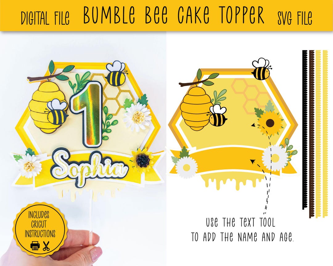 Bumble Bee Cake Topper | Bee Themed Cake Topper | Digital Download - Etsy