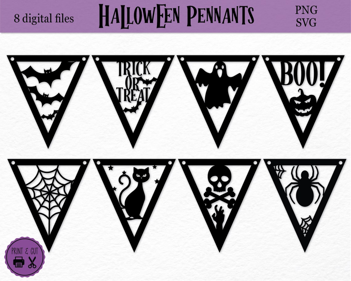 Halloween Pennant Banner SVG & PNG: Halloween Decoration (digital ...