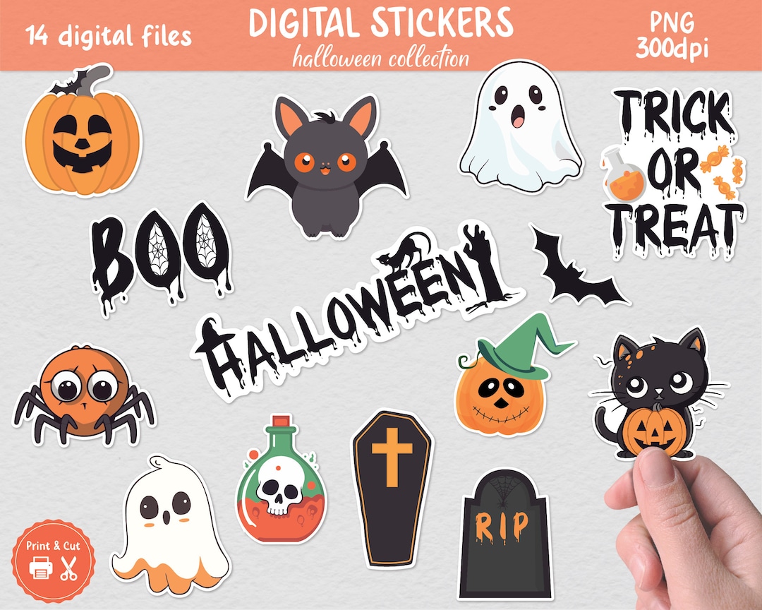 Halloween Digital Sticker Pack PNG | Digital Download | Instant ...