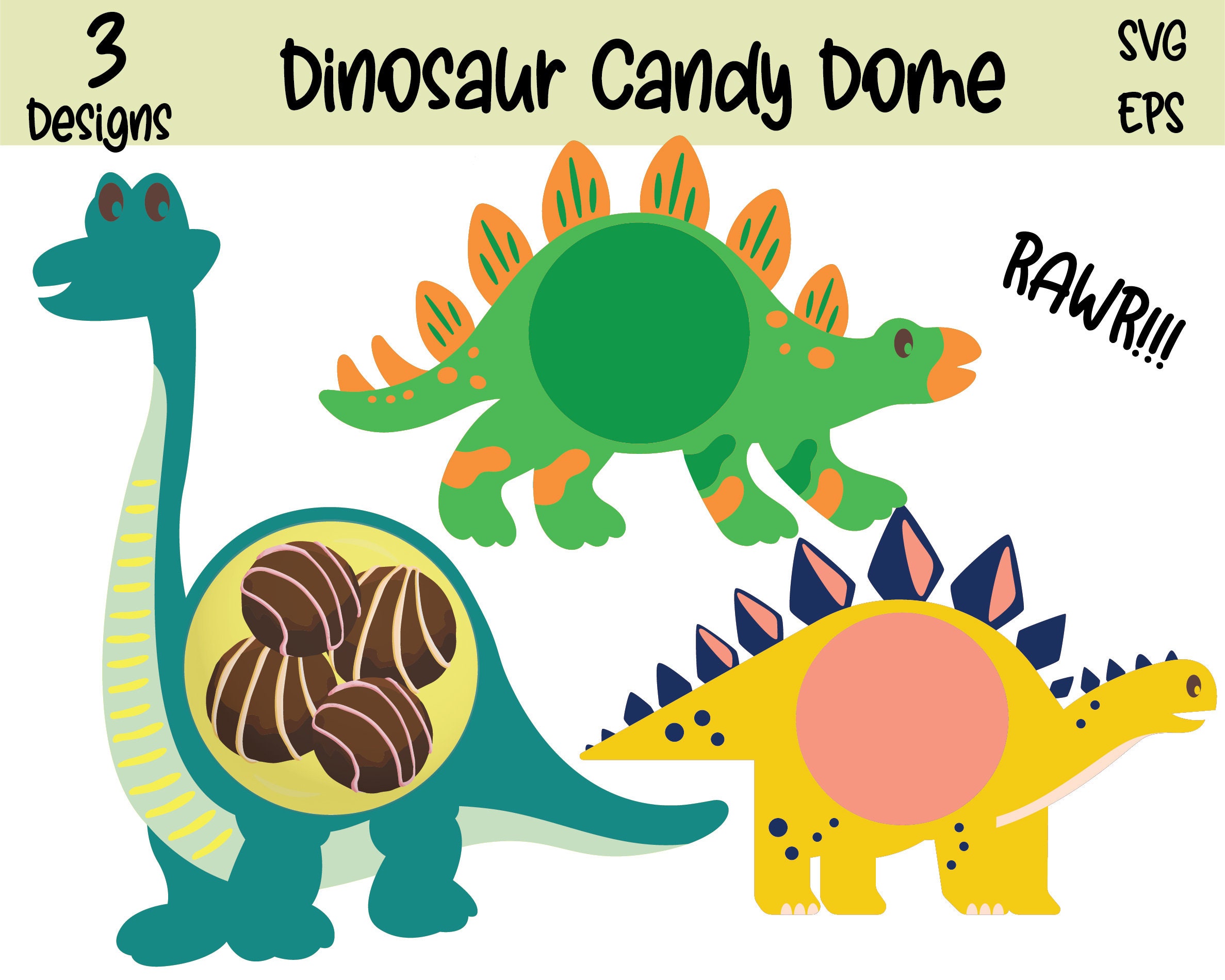 Dinosaur Candy Dome Svg Dinosaur Candy Holder (Download Now) - Etsy