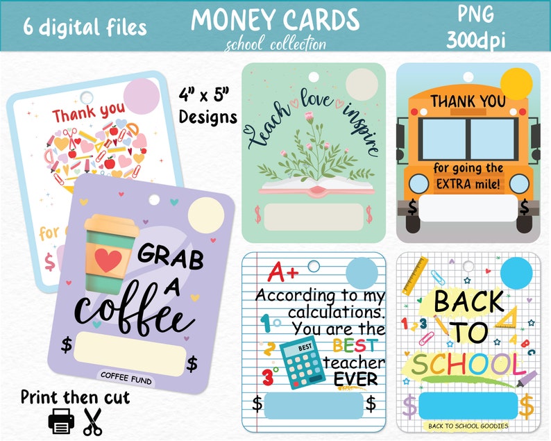 Teacher Money Card Holder PNG Designs Back to School Teacher ...