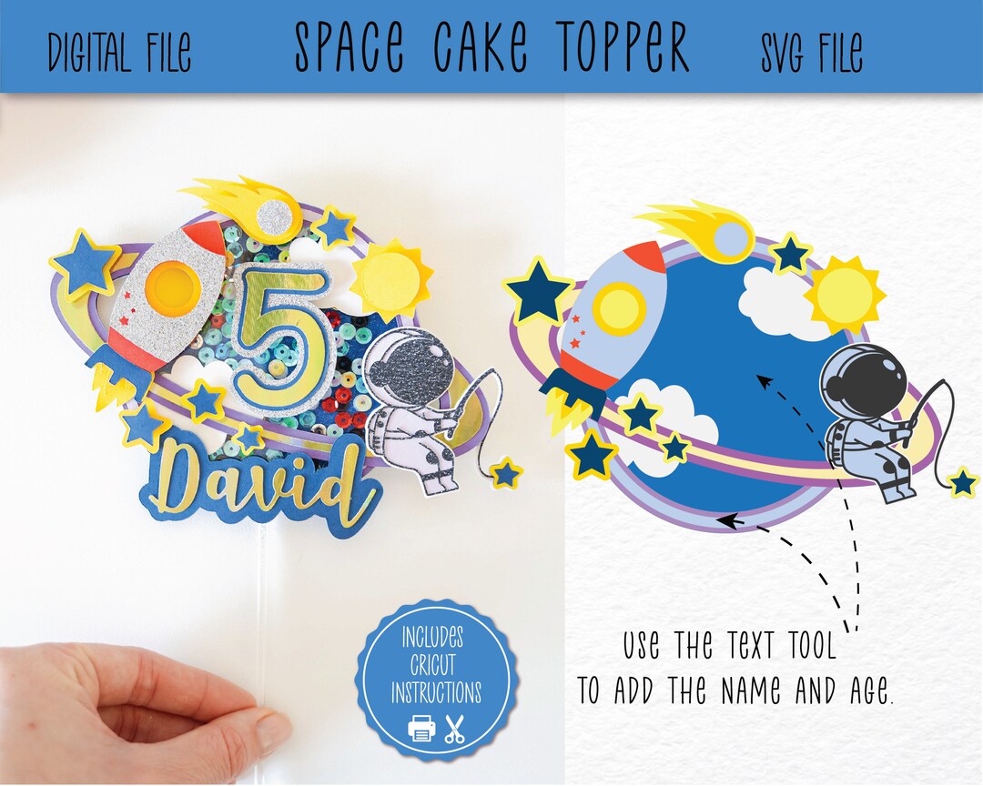 Space Cake Topper | Rocket Theme Party | Digital Download - Etsy