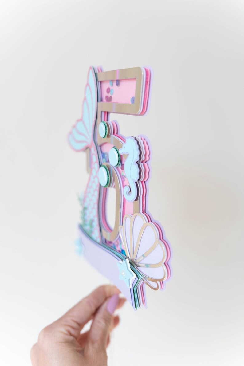 Mermaid Number 5 Cake Topper | Mermaid Birthday Party | Digital ...