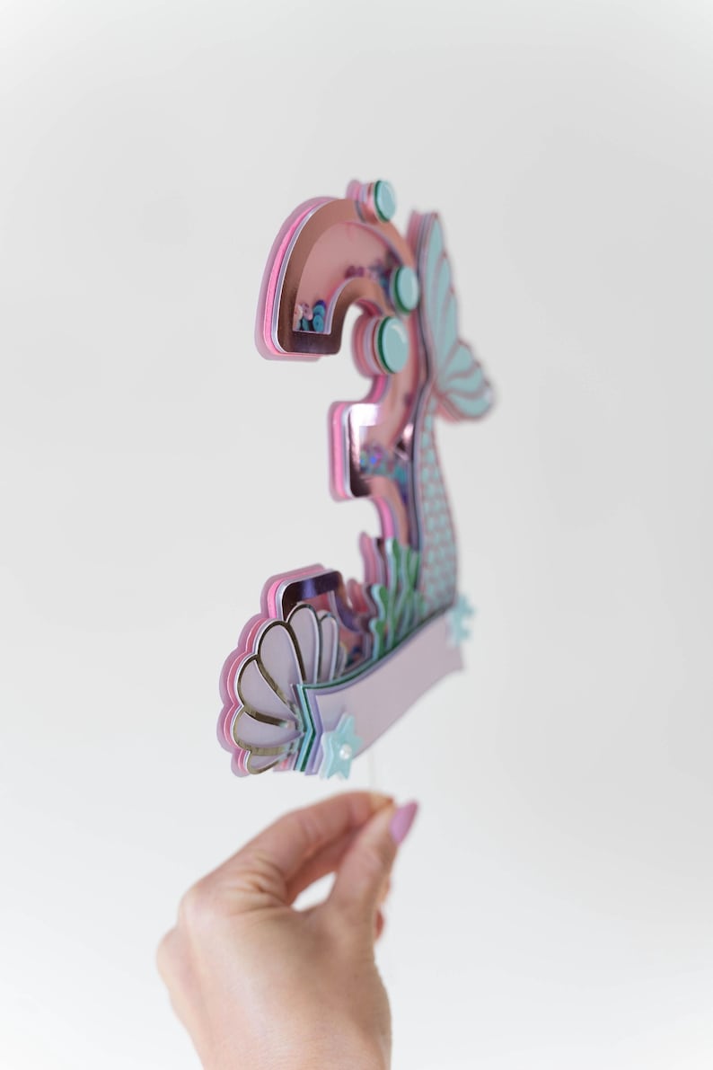 Mermaid Number 3 Cake Topper | Mermaid Birthday Party | Digital ...