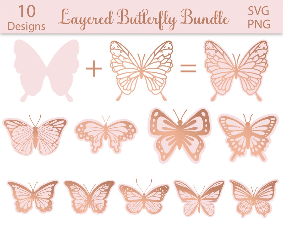 Layered Butterfly SVG & PNG - Etsy
