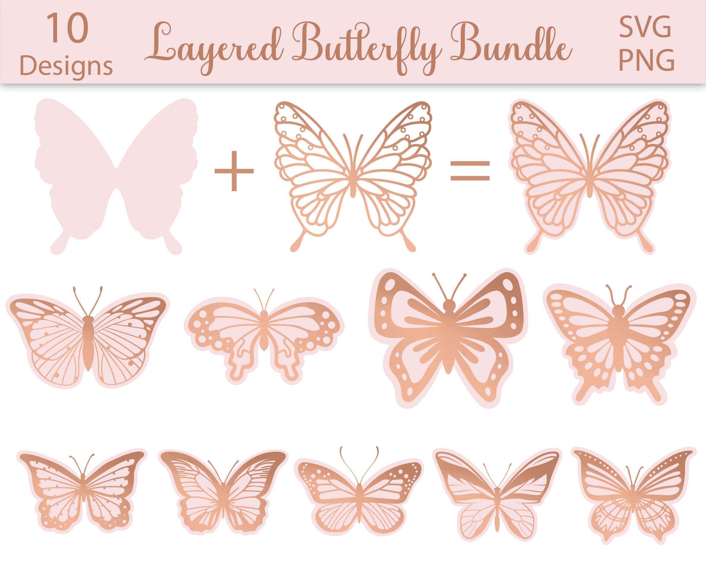 Layered Butterfly SVG & PNG - Etsy