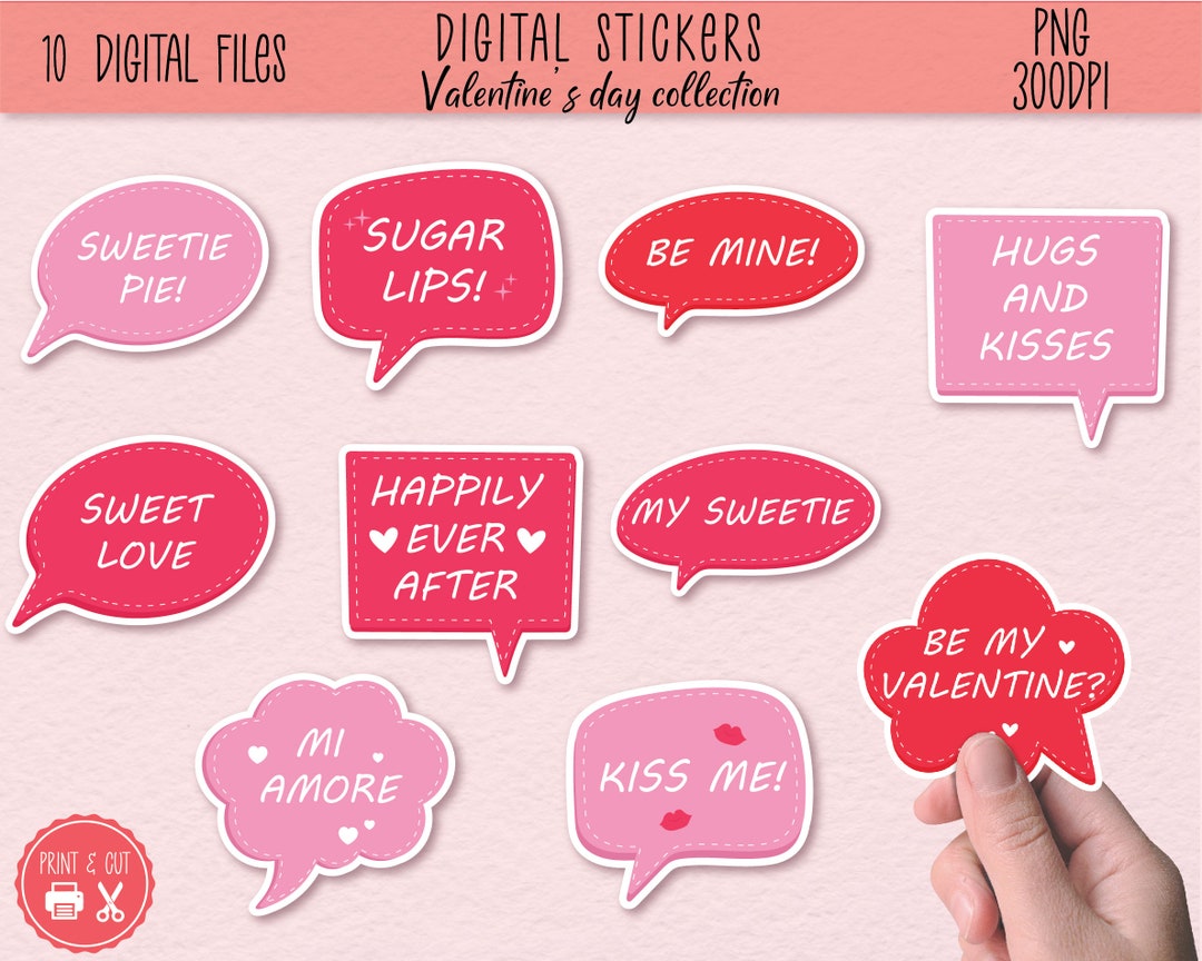 Valentine's Day Digital Sticker Pack PNG Valentine Stickers Bundle ...