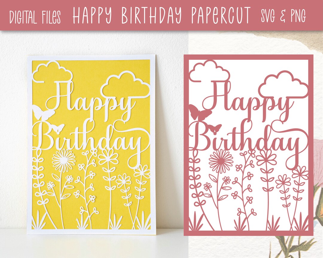 Happy Birthday Paper Cut Design | Digital Download - Etsy