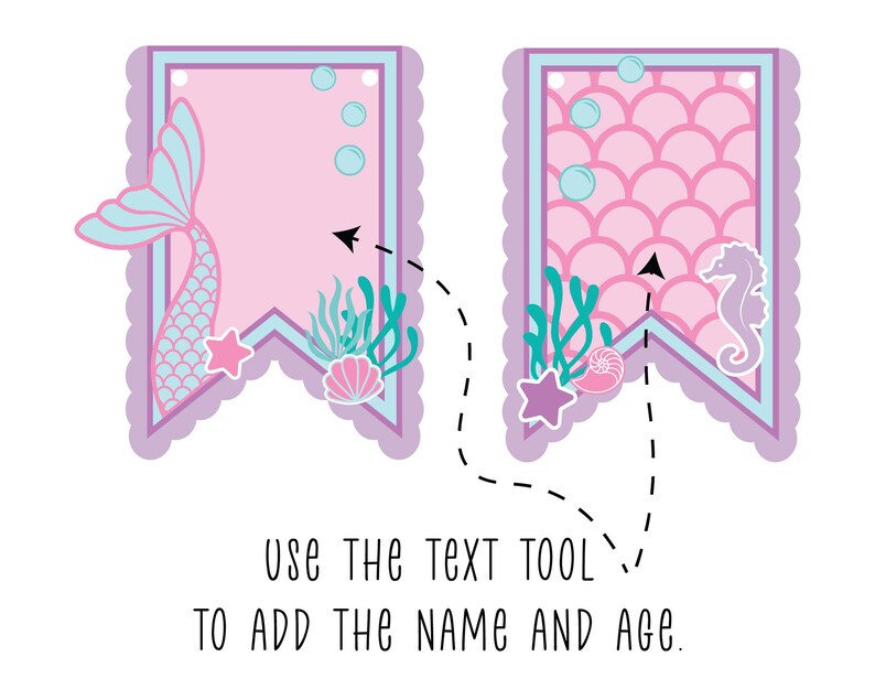 Mermaid Birthday Banner | Mermaid Party Decor | Digital Download - Etsy