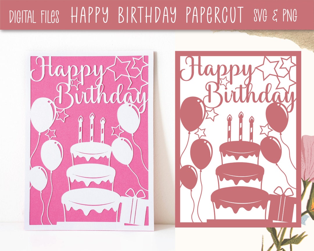 Happy Birthday Paper Cut Design | Digital Download - Etsy
