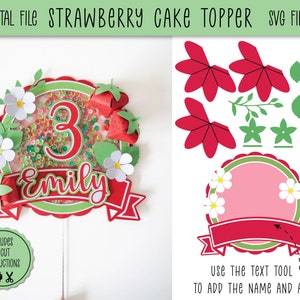 Strawberry Cake Topper | Summer Birthday Party | Digital Download - Etsy