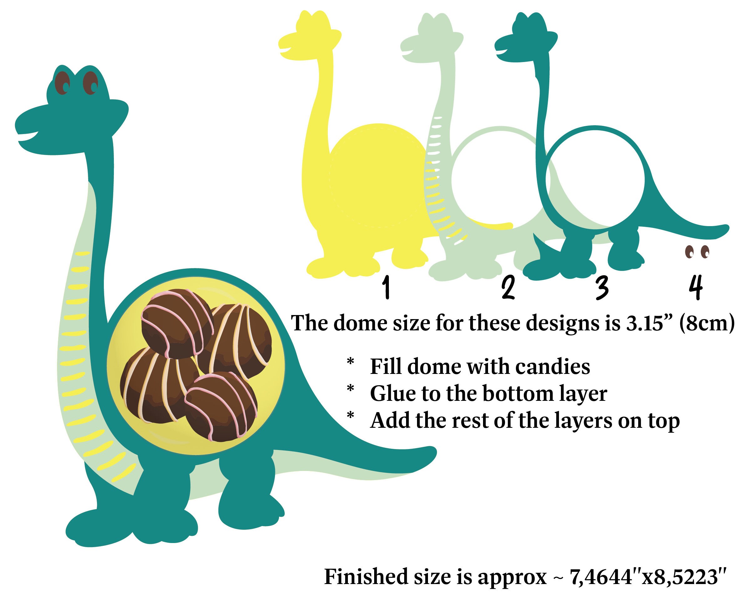 Dinosaur Candy Dome Svg Dinosaur Candy Holder (Download Now) - Etsy