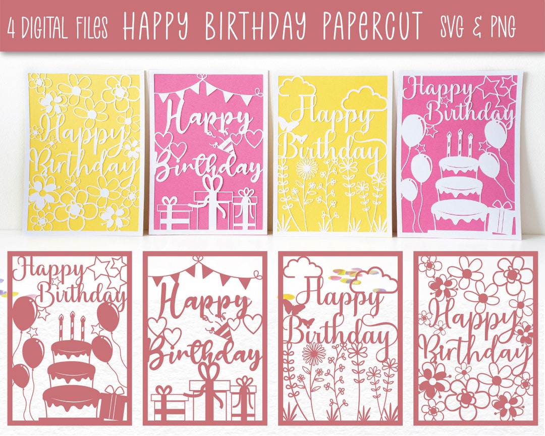 Happy Birthday Paper Cut Design | Digital Download - Etsy
