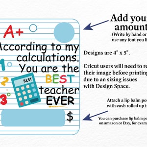 Teacher Money Card Holder PNG Designs | Back to School | Teacher ...