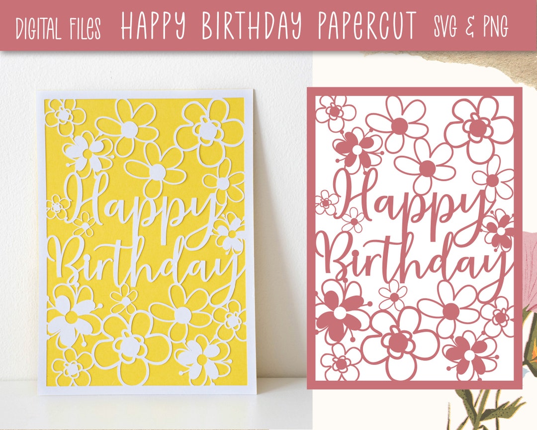 Happy Birthday Paper Cut Design | Digital Download - Etsy