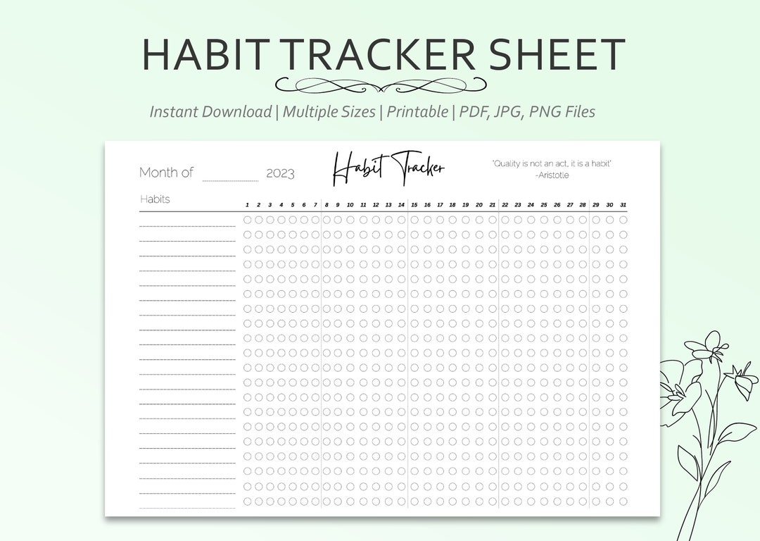 Printable Monthly Habit Tracker, Minimalistic Monthly Habit Tracker ...