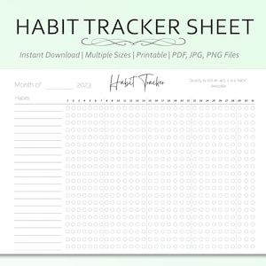 Printable Monthly Habit Tracker, Minimalistic Monthly Habit Tracker ...