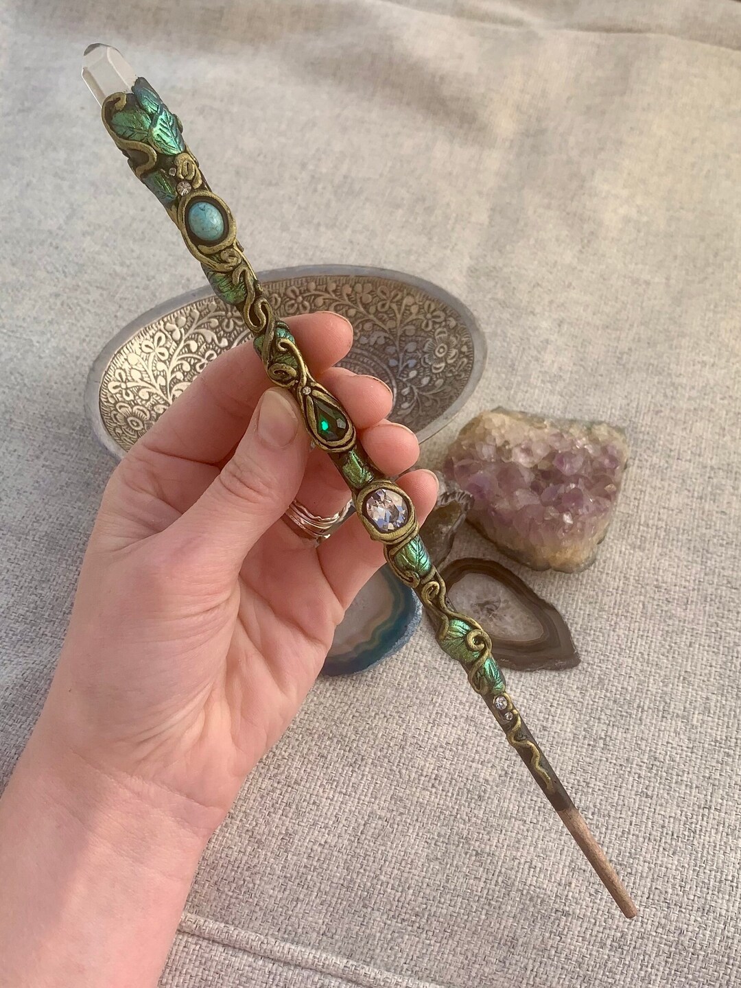 Magical Wand Emerald Crystal Woodland Mystical Forest Glitter Wand - Etsy