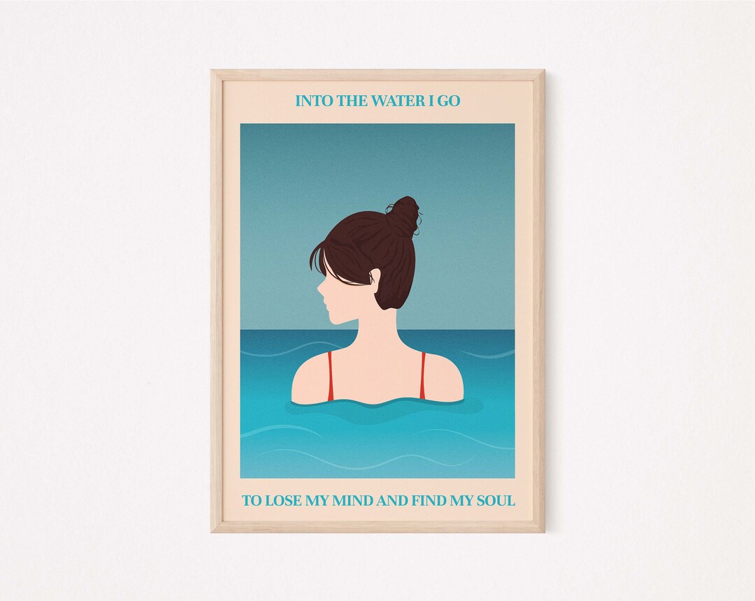 Find My Soul Swim Poster, People in Water Print, Swimming Pool Wall Art ...