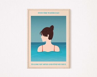 Love to Swim Poster, People in Water Print, Swimming Pool Wall Art ...