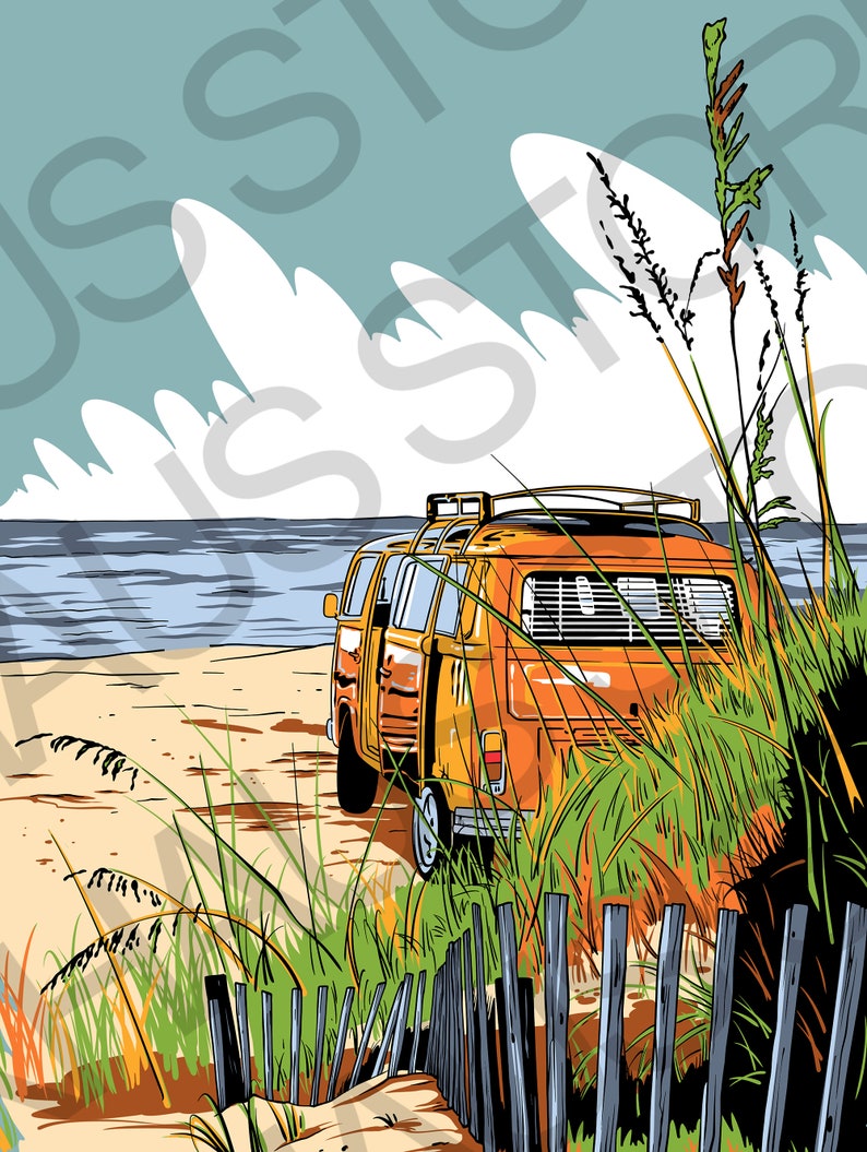 Vw Campervan Poster, Volkswagen Camper Print, Car Lover Gifts, Vanlife ...