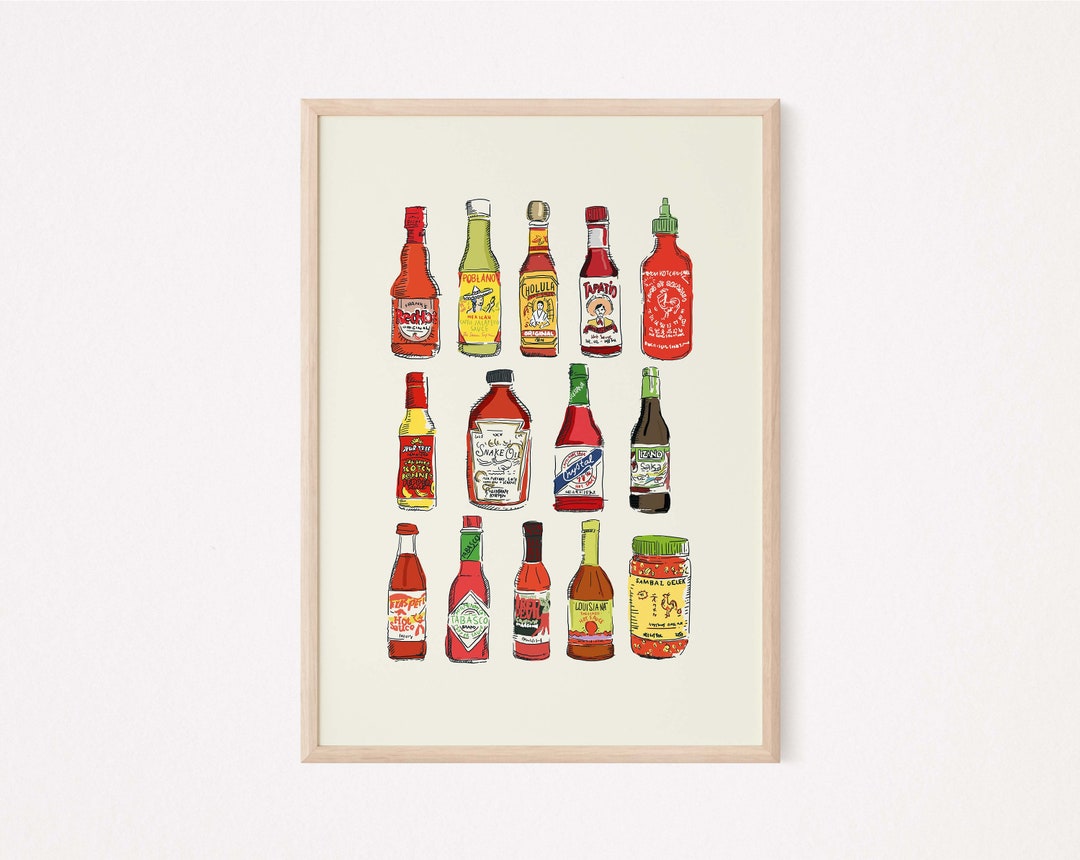 Hot Sauce Poster, Hot Sauce Print, Foodie Gifts, Hot Sauce Print ...