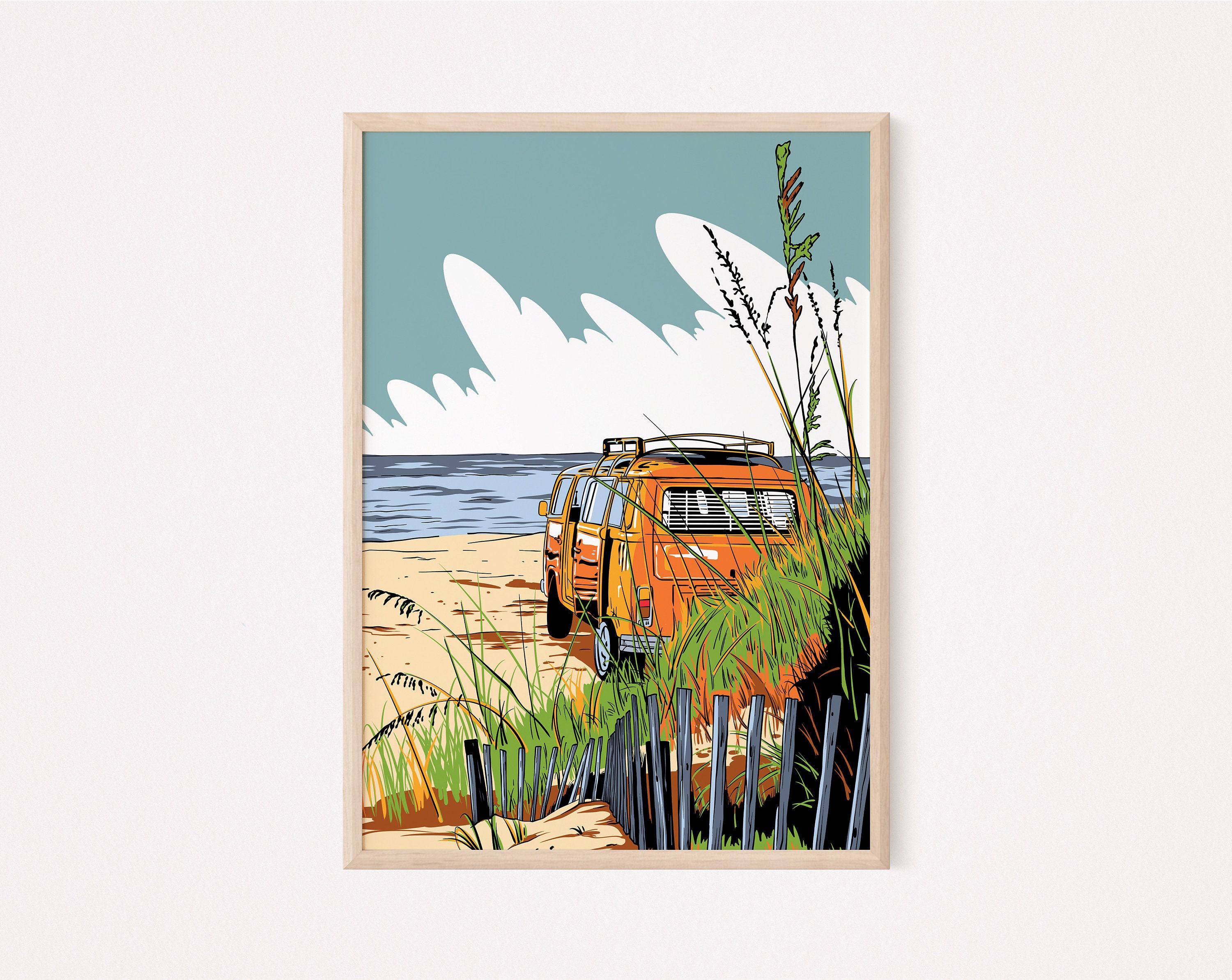 Vw Campervan Poster, Volkswagen Camper Print, Car Lover Gifts, Vanlife ...