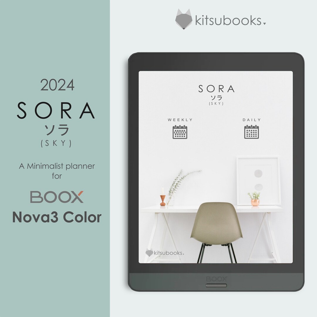 BOOX Nova3 Color, 2024, Digital Daily Weekly Monthly Planner Template Minimalist From Kitsu ...