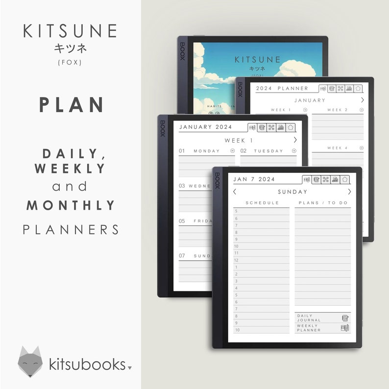 2024 Ultimate Digital Planner Kitsune From Kitsubooks for Onyx Boox Tab ...
