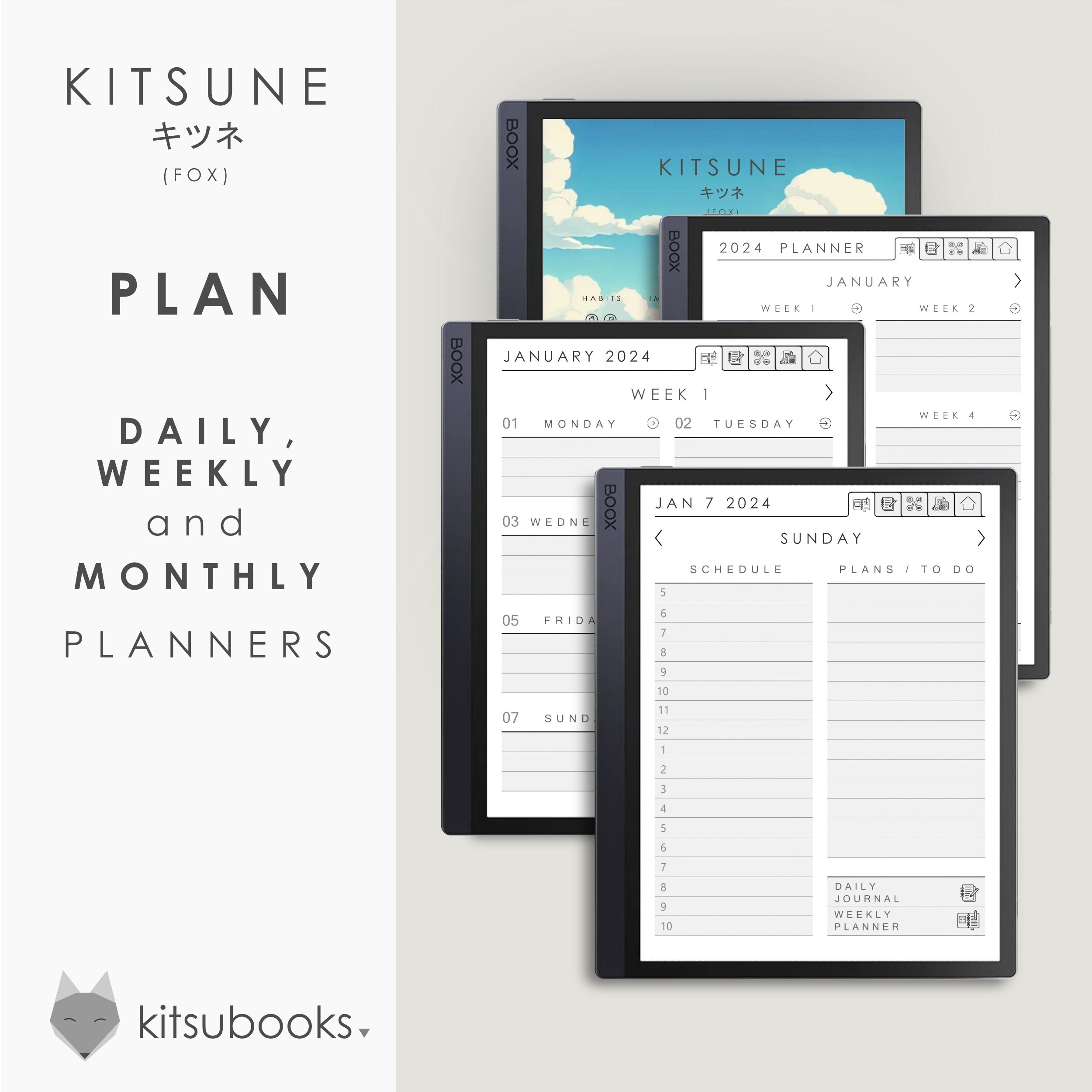 2024 Ultimate Digital Planner Kitsune From Kitsubooks for Onyx Boox Tab ...