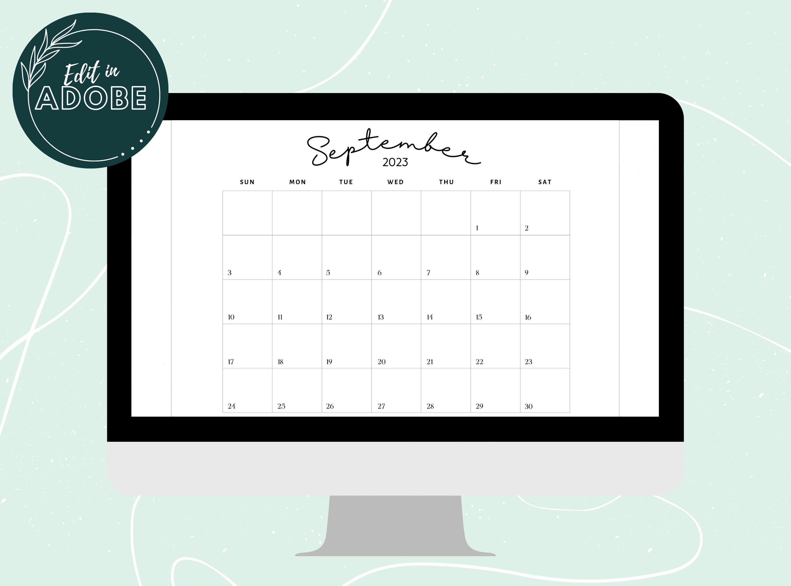 Editable 2023 Monthly Calendar, Fillable Calendar, Dated Printable ...