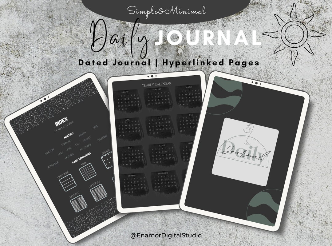 Dark Mode Journal, Digital Journal for Goodnotes, Modern Design ...