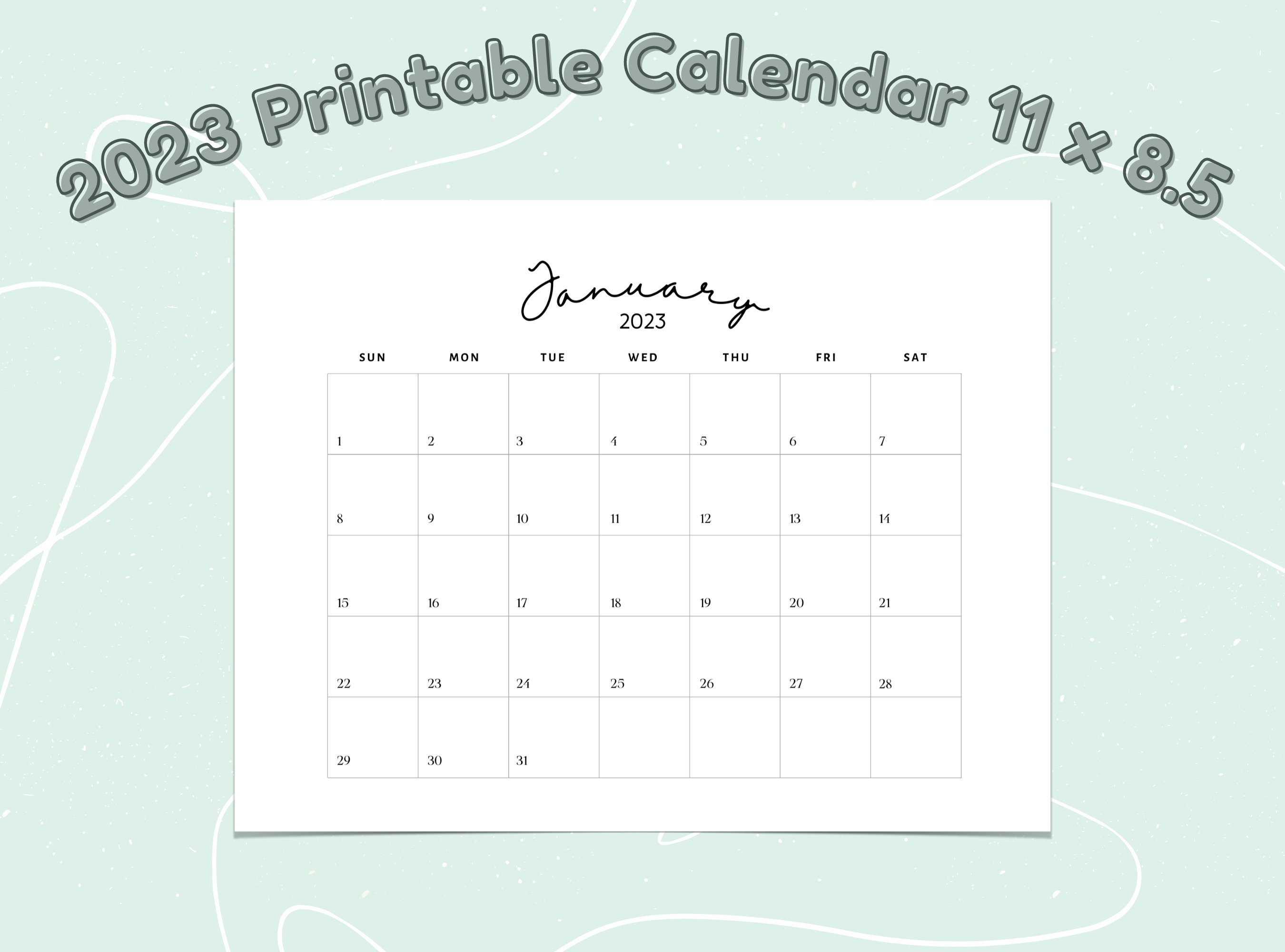 Editable 2023 Monthly Calendar, Fillable Calendar, Dated Printable ...