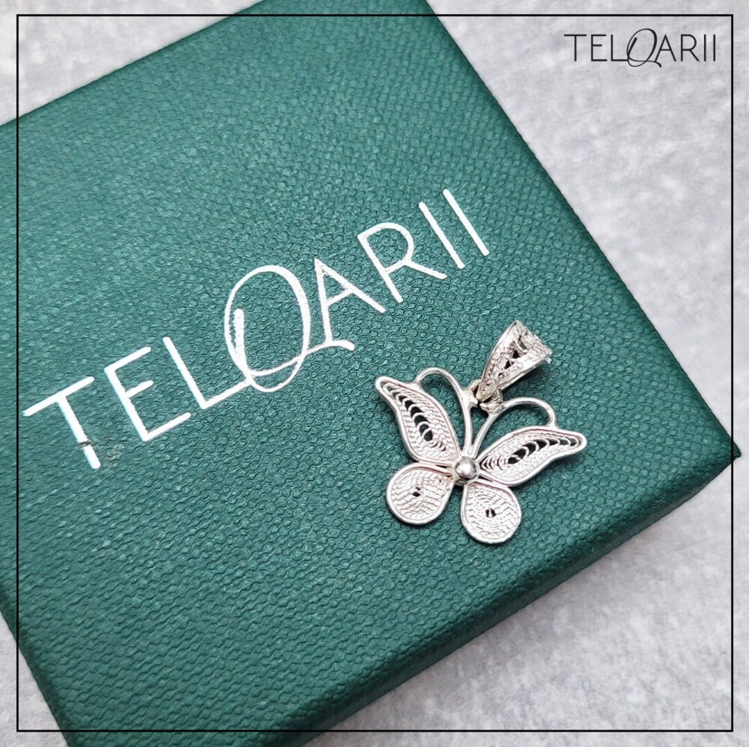 Sterling Silver Filigree Butterfly Pendant: Turkish Telkari Necklace - Etsy