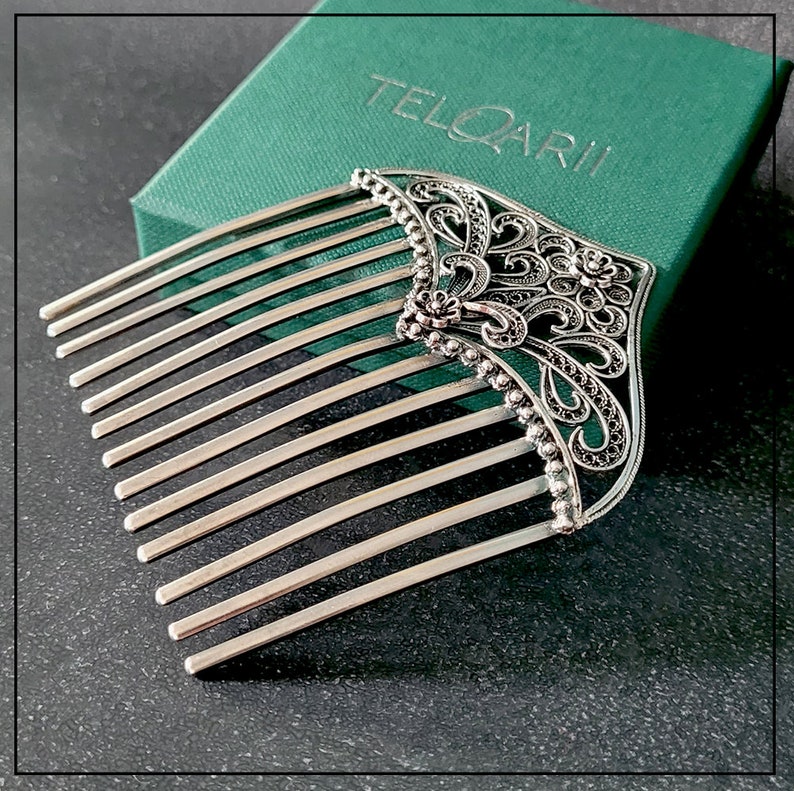 925 Sterling Silver White Filigree Hairpin, Handmade Hair Jewelry for ...