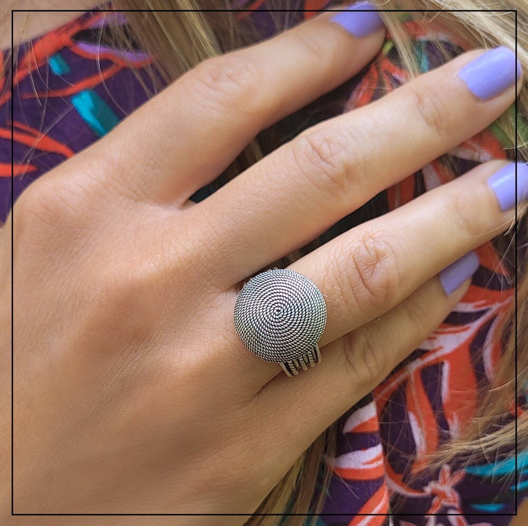 925 Sterling Silver Big Filigree Snail Ring, Turkish Telkari From ...