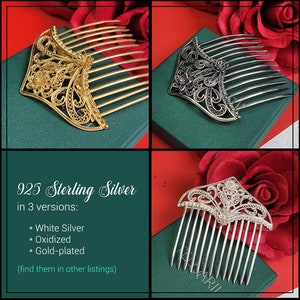 925 Sterling Silver White Filigree Hairpin, Handmade Hair Jewelry for ...