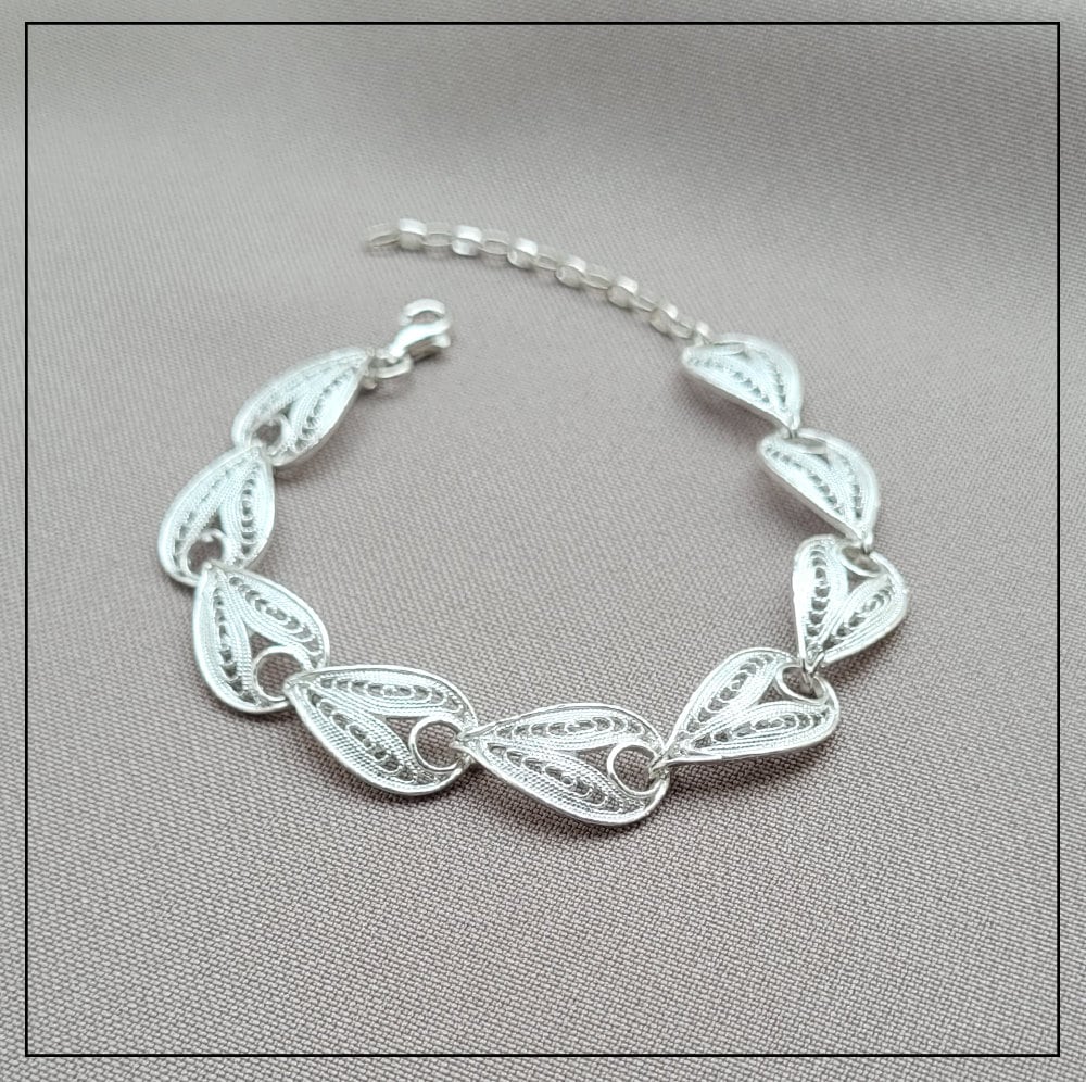 925 Sterling Silver Beautiful Filigree Bracelet With Long Drop - Etsy