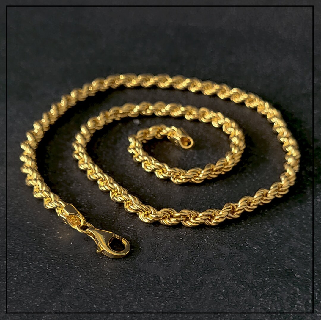 Gold-plated 925 Silver Cordel Chain Necklace, Thick Braided Chain ...
