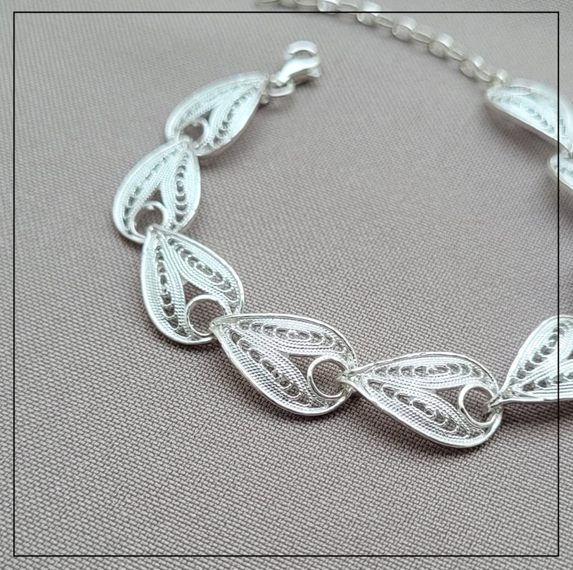 925 Sterling Silver Beautiful Filigree Bracelet With Long Drop - Etsy