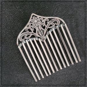 925 Sterling Silver White Filigree Hairpin, Handmade Hair Jewelry for ...