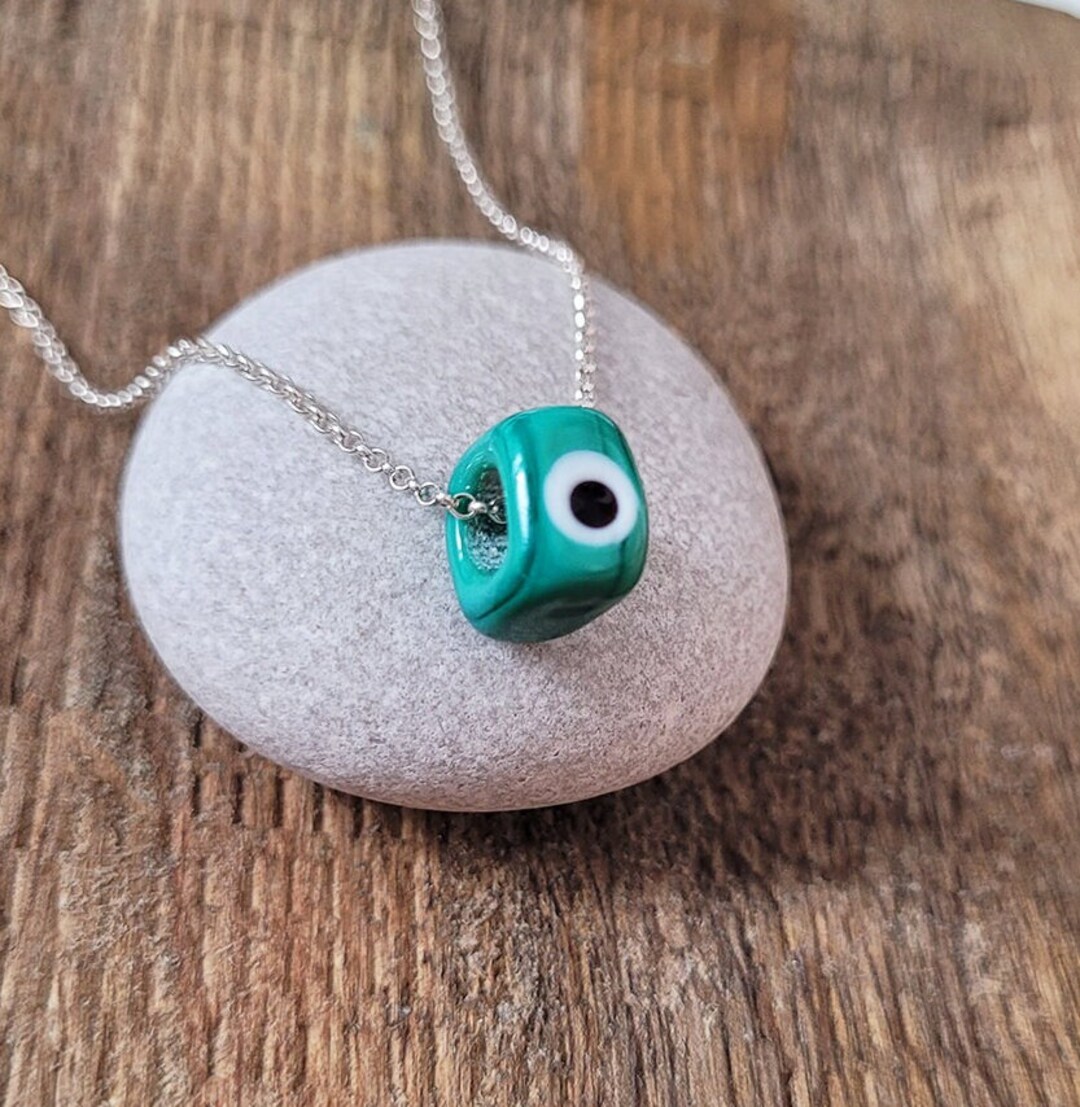 Murano Glass EVIL EYE Bead Pendant, Green Charms Bead, 12 X 8 Mm ...