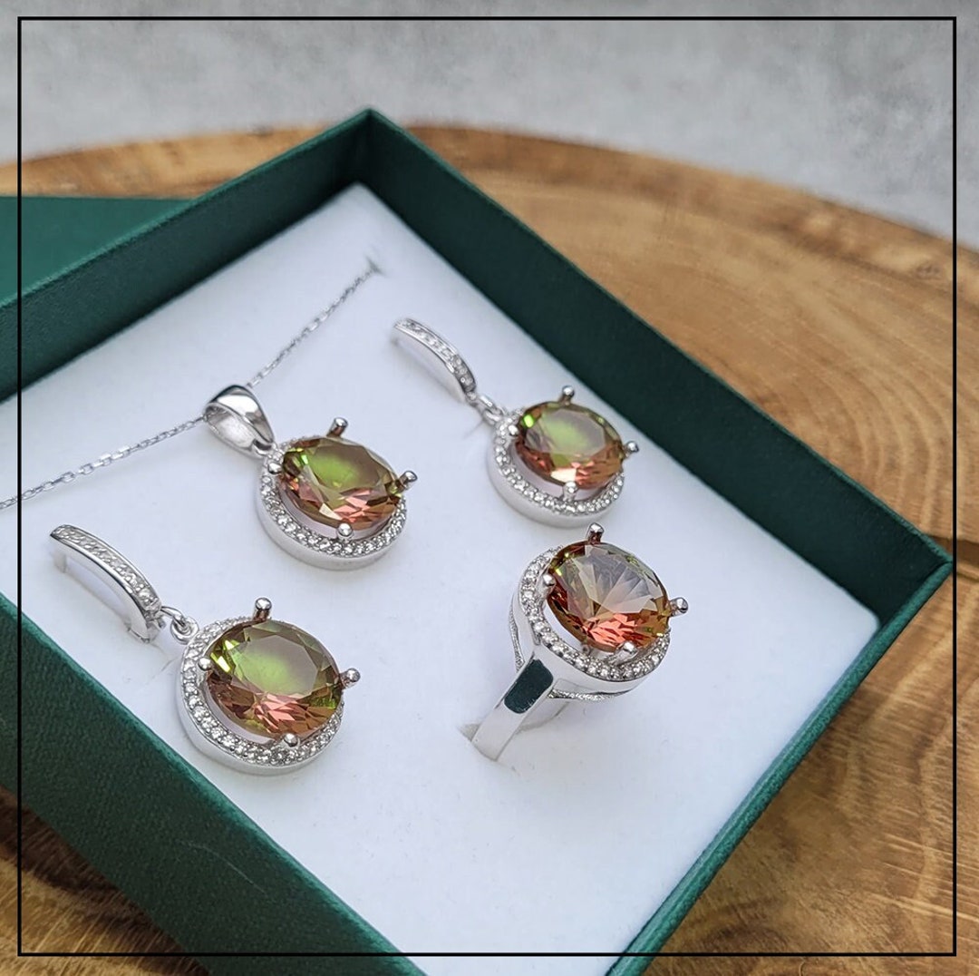 Sterling Silver Sultanite Jewelry Set: Color Changing Gemstone, Turkish ...