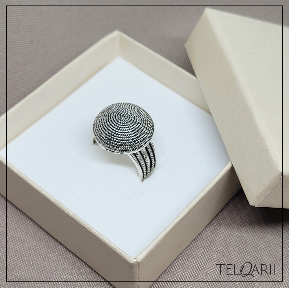 925 Sterling Silver Big Filigree Snail Ring, Turkish Telkari From ...