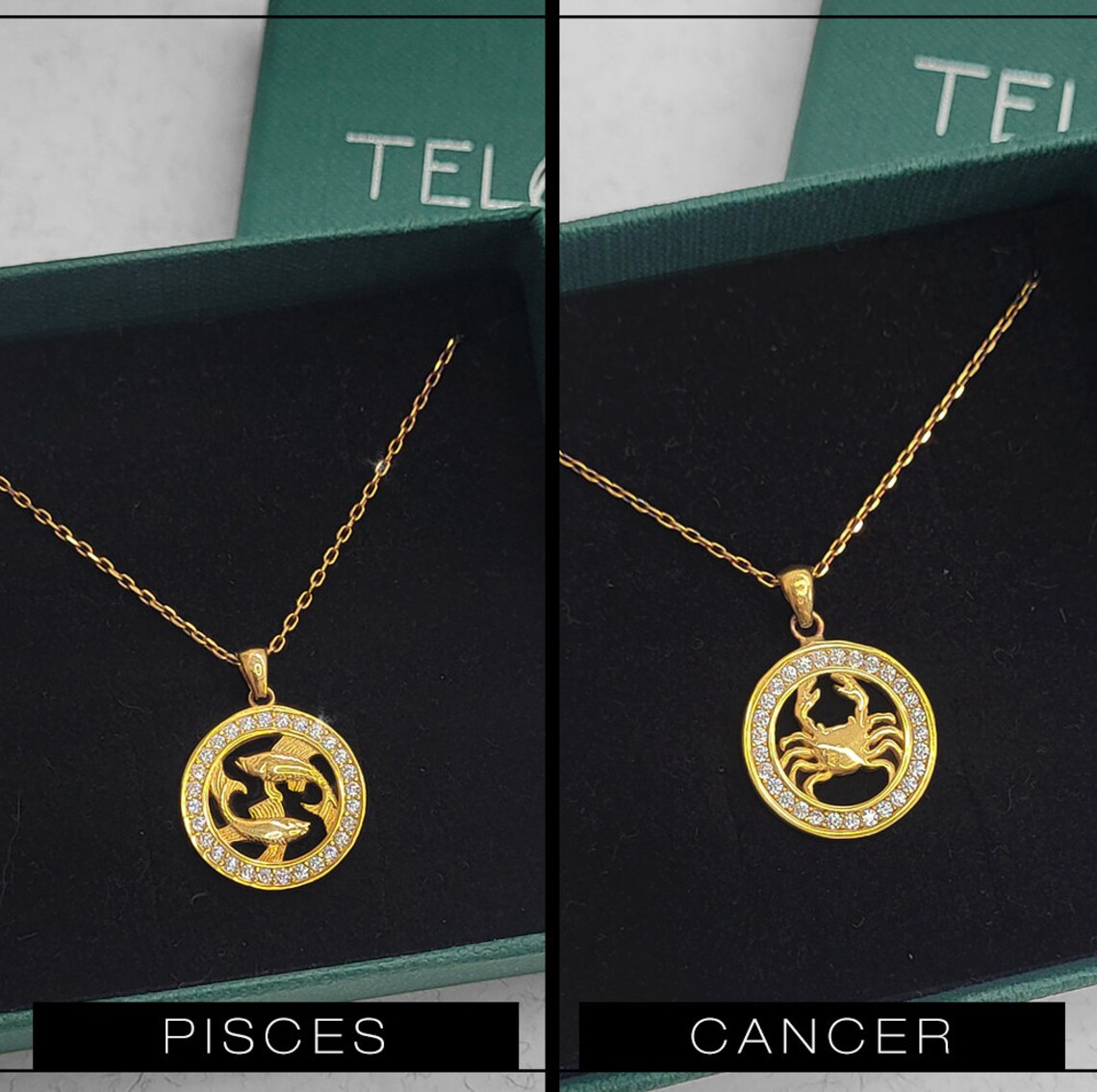 Gold-plated Silver 12 ZODIAC SIGN Necklace, Delicate Zircon Horoscope ...