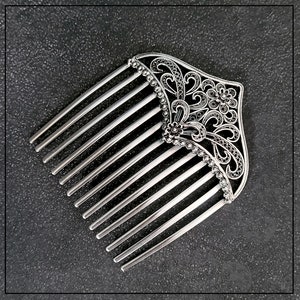 925 Sterling Silver White Filigree Hairpin, Handmade Hair Jewelry for ...